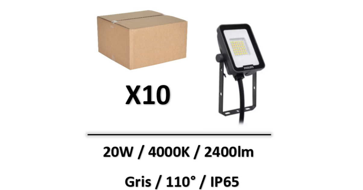 Philips - Projecteurs Ledinaire gen3, 20 W, 2400 lm, 4000 K, CRI80, Faisceau extensif symétrique ...